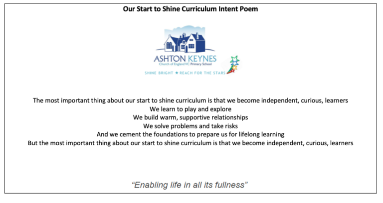 EYFS Start to Shine Curriculum